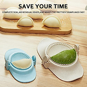 MUMSUNG Dumpling Maker, Empanadas press mold maker Set with Dough Cutter, Dumpling Mold Set for Pierogi, Pastelitos, Calzone, Turnovers, Chinese Dumpling, 3Sizes (L/4"+M/3"+S/2.6") (White)