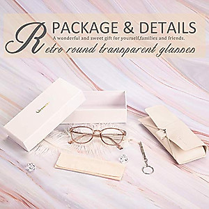 FONHCOO Blue Light Blocking Glasses Women Men Computer Eyeglasses,TR90 Fashion Round Transparent Anti Blue Light Glasses with Anti Eyestrain & UV Glare for Gaming & Reading (Flesh Pink)