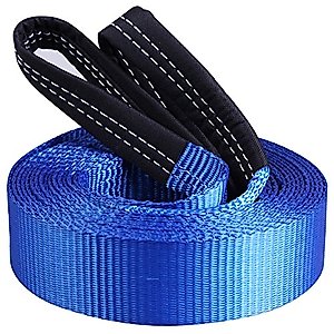Cartman 2" x 20' Tow Belt Heavy Duty 10,000Lbs Tow Strap Off Road Towing Rope with Reinforced Loops for Recovery Vehicles