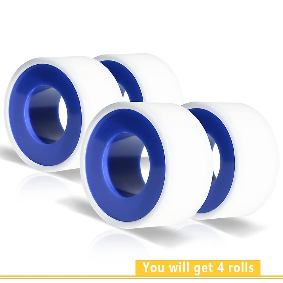 VOTMELL 4 Rolls 3/4 Inch(W) X 520 Inches(L) Teflon Tape,for Plumbers Tape,Plumbing Tape,PTFE Tape,Thread Tape,Plumber Tape for Shower Head,Pipe Sealing,Thread Seal,White