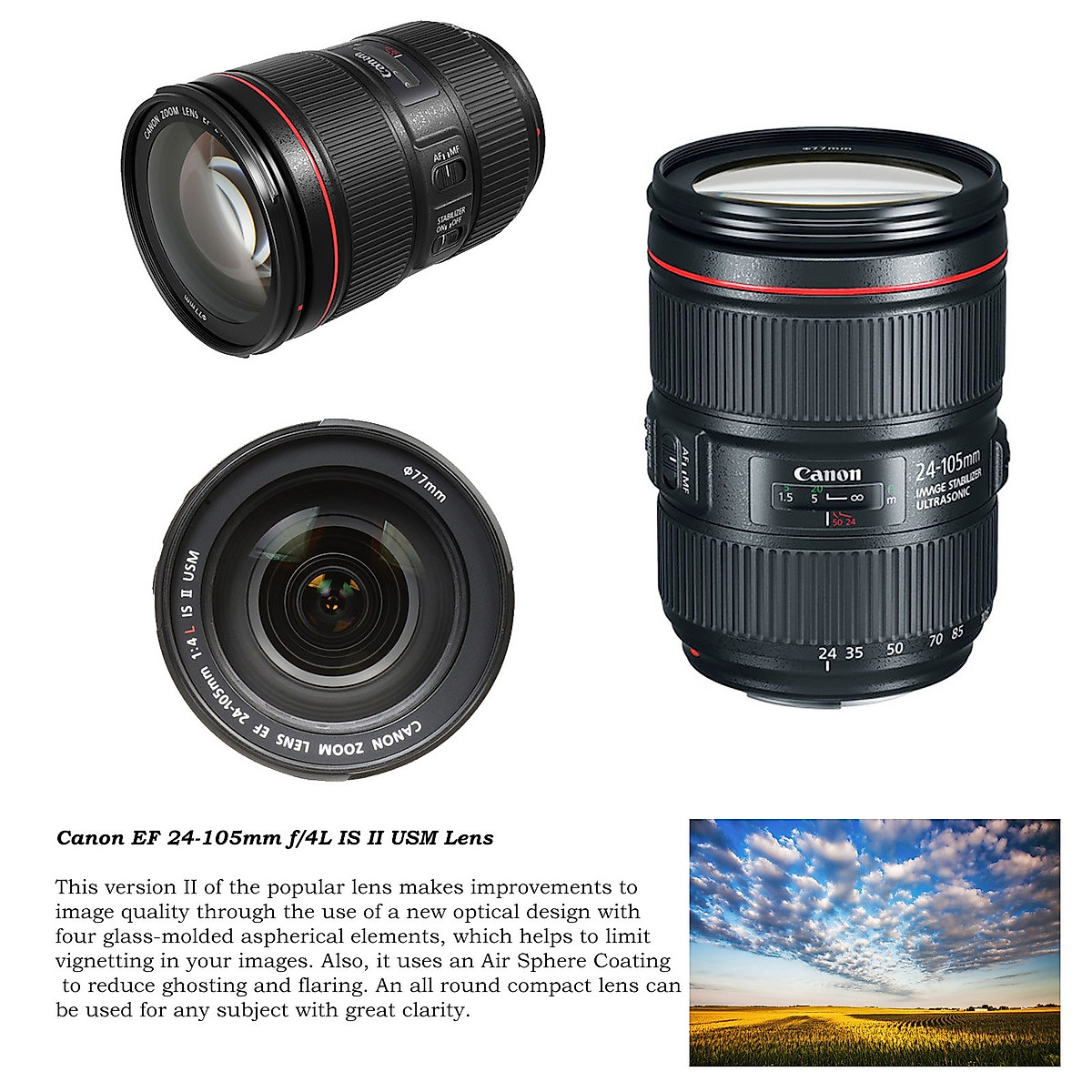 Canon EOS 5D Mark IV DSLR Camera w/ 24-105mm USM Lens Bundle + Canon EF 75-300mm III Lens, Canon 50mm f/1.8, 500mm Lens & 650-1300mm Lens + Backpack + 64GB Memory + Monopod + Professional Bundle