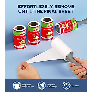 MONSEK 4X Extra Sticky Lint Roller for Pet Hair, Lint Rollers 315 Sheets Mega Value Set, Pet Hair Remover with 3 Upgraded Handle 3 Rollers, Portable Lint Remover for Clothes, Furniture, Dog & Cat Hair