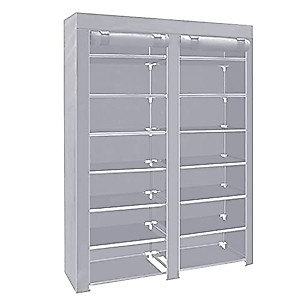 ERONE Shoe Rack Storage Organizer, 28 Pairs Portable Double Row with Nonwoven Fabric Cover Shoe Rack Cabinet for Closet