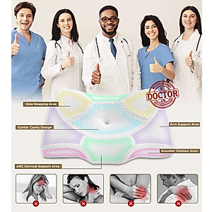 Osteo Cervical Contour Support Pillow for Neck Pain Relief, Adjustable Orthopedic Bed Pillow for Sleeping Side Back Sleepers