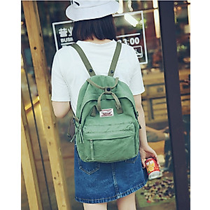 LuckyZ Womens Casual Lightweight Canvas Backpack School Bag Travel Daypack Small Handbag Purse, Green