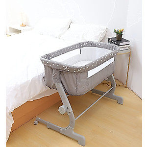 RDHOME Baby Bassinet & Baby Bedside Sleeper, Height Adjustable Portable Infant Cribs for Newborn with Breathable Net Cover, Comfy Mattress,Storage Bag