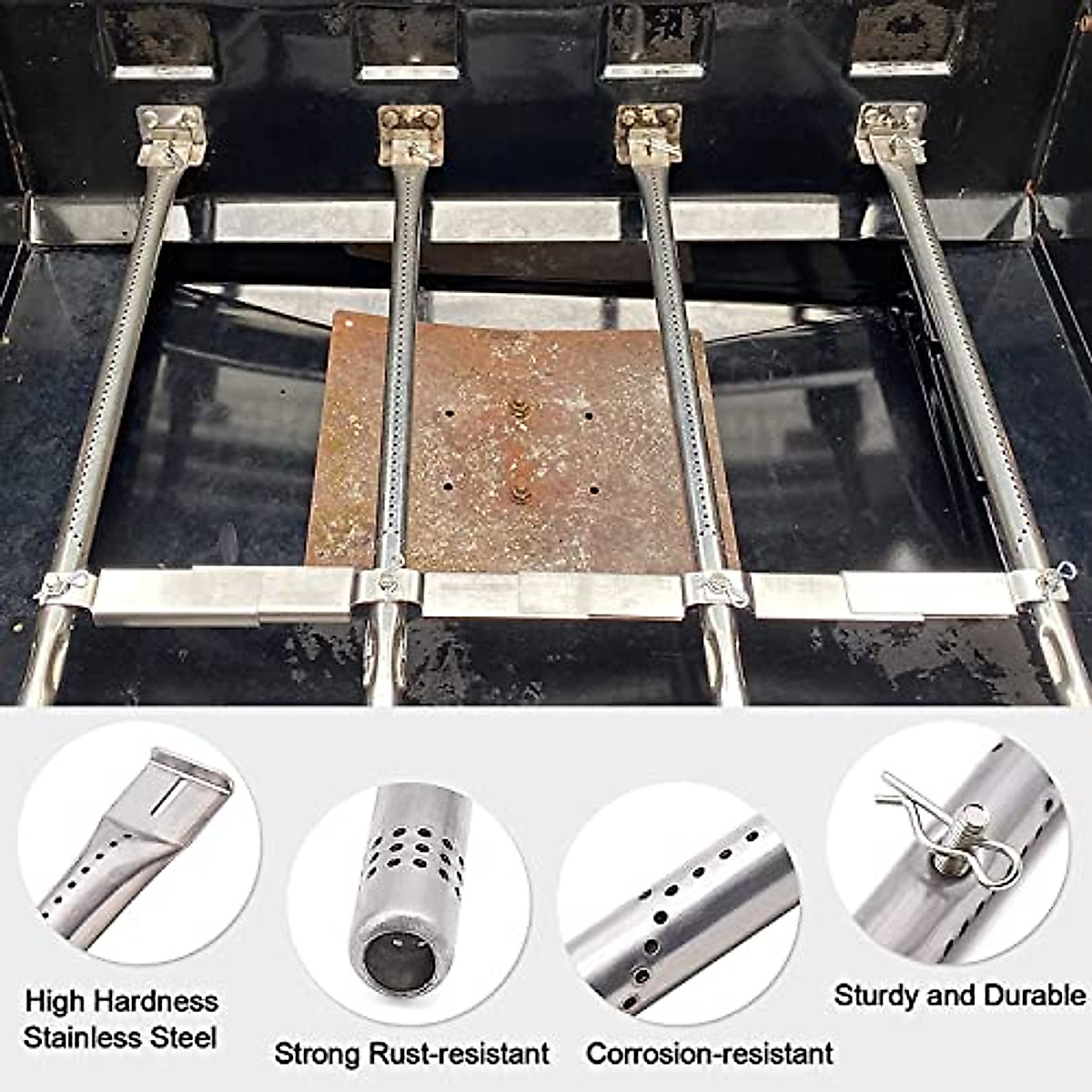 Grill Burners Replacement Parts for Charbroil 463347017 463361017 463277017 463673017 463376217 463342119 463376018P2 , Heat Plate Tend Shields, Crossover Tubes for Charbroil Performance 4 Burner