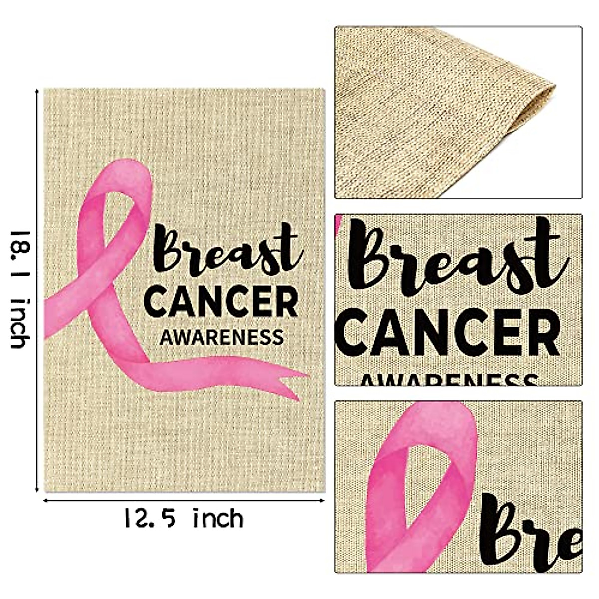 2Pcs Breast Cancer Awareness Garden Flag Faith Hope Love Burlap Yard Sign Vertical Double Sided October Month Pink Ribbon Flag Courage Strength Party Suuplies for Indoor Outdoor Lawn 12.5x18.1inch