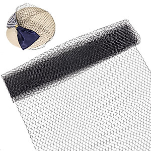 BENECREAT 2.18 Yards Birdcage Veil Netting Fabric, 17inch Wide Organza Tulle Fabric Net Mesh Black Russian Netting Hat Veil Millinery for Wedding, Sewing, Dress Decoration
