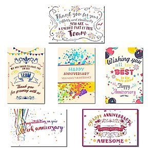 30 Pack Work Anniversary Cards Business Employee Appreciation Cards With Envelopes Thank You Stickers Greeting Card Bulk For Business Office 6 Designs