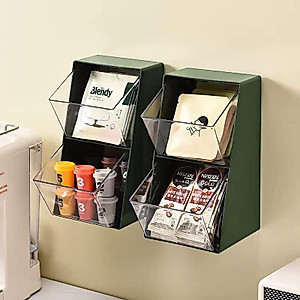 BILLION GOLD Detachable Storage Containers Box with 2 Compartments Drawers - Stacking Acrylic Drawer Storage for Kitchen, Pantry, Bathroom, Office, Dormitory, Desk, Cabinet - Green