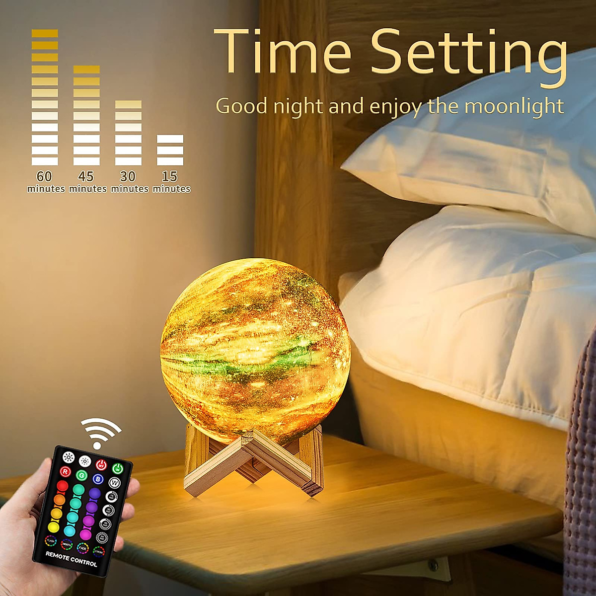 DTOETKD Moon Lamp, Kids Night Light, 16 Colors Galaxy Lamp, 5.91 inch 3D Printing LED Moon Light with Stand, Remote&Touch Control, USB Rechargeable Birthday Christmas Gift for Girls Lover, Home Decor