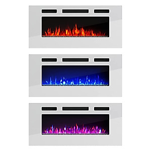 40" Electric Fireplace Recessed Wall Mounted Heater, 1500W/5100BTU (White)