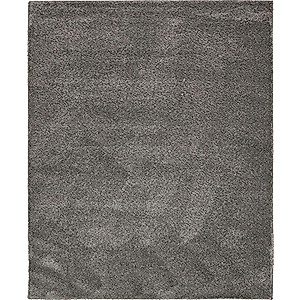 Unique Loom Solo Collection Solid, Plush, Kids, Modern Area Rug, 8 ft x 10 ft, Grey