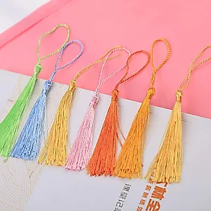 DIYASY 100 Pcs Bookmark Tassels,5 Inch Handmade Tassel 25 Colors Floss Tassels for Craft with Loops for Jewelry Making, Souvenir