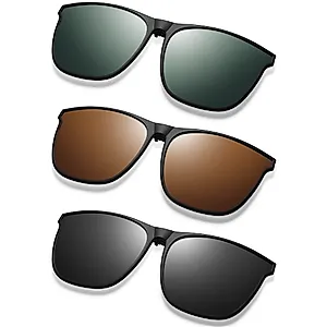 Frienda 3 Pair Oversize Polarized Clip-on Sunglasses Large Anti-glare TR90 Frame Flip up Driving Glasses for Women Men (Black Gray, Yellow)