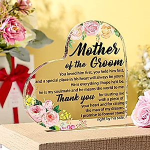 Yulejo Gift for Mother of the Groom from Bride Mother of the Groom Gifts Wedding Gifts Acrylic Square Heart Gift Thank You Gift for Mom Wedding Gifts for Mother of the Groom (Delicate Style)