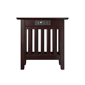 AFI Mission Chair Side Table with Charging Station in Espresso