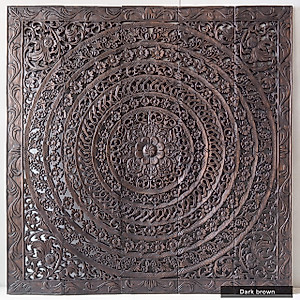 Moroccan Queen Headboard Coastal Bedroom - Home Decoration Furniture Wall Art Panels Hand Carved Reclaimed Teak Wood Thailand 60 Inches