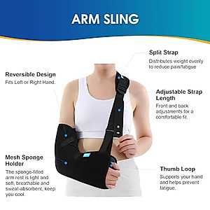 Cozyhealth Arm Sling Shoulder Injury Immobilizer Rotator Cuff Support Brace for Sleeping, Comfortable Medical Sling Arm for Shoulder Injury, Left and Right Arm for Men and Women (Medium)