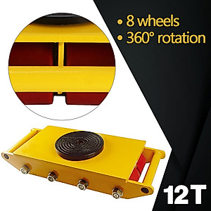 ZXMOTO Machinery Mover with 360 Degree Rotation Cap 12 Ton, 26,455LBs Capacity Industrial Dolly Machinery Skate with 8 Polyurethane Wheels