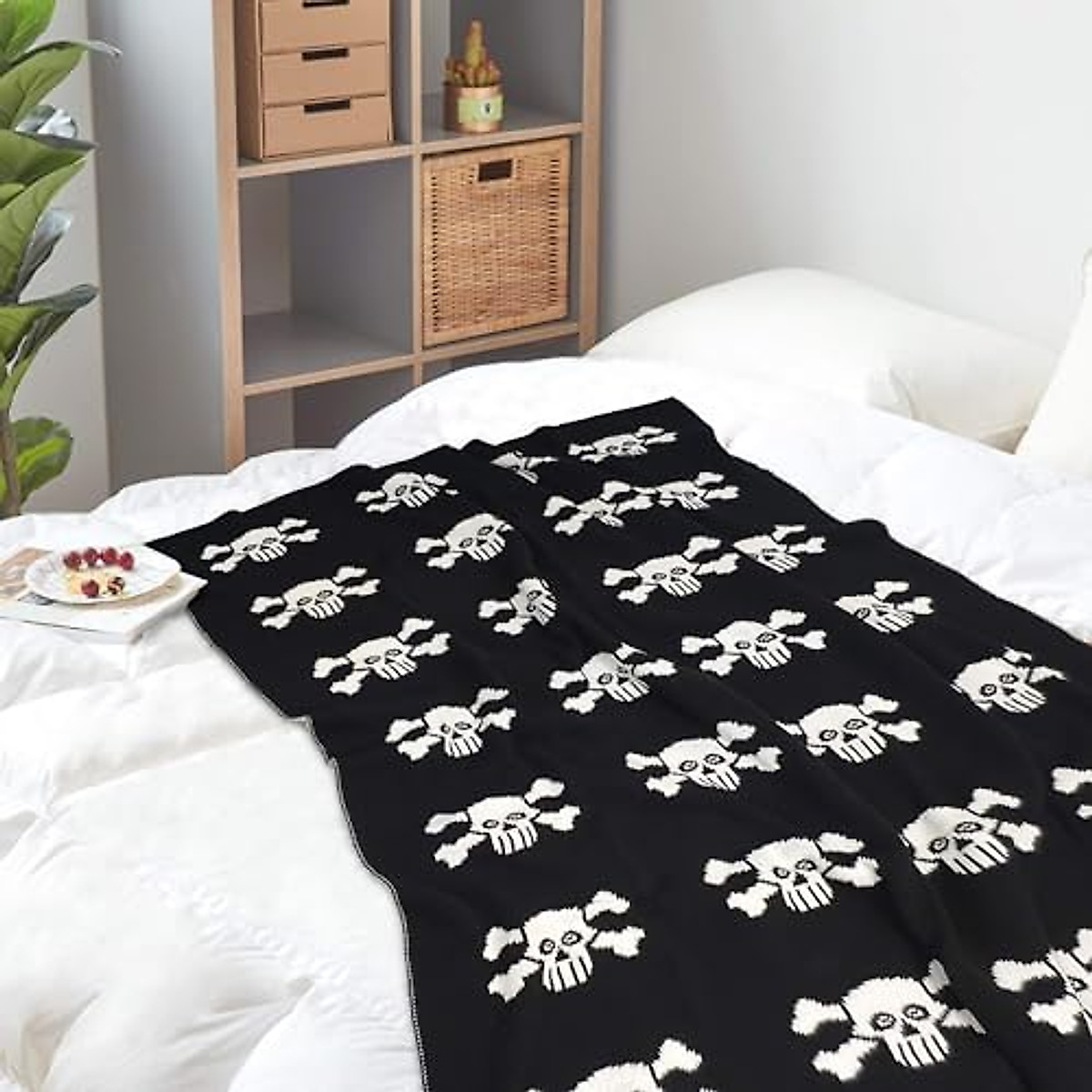 Brandream Throw Blanket Baby Crib Blankets Black and White Designer Pirate Blankets Scull Pattern Decorative Soft Blanket for Couch 35 by 43 Inch