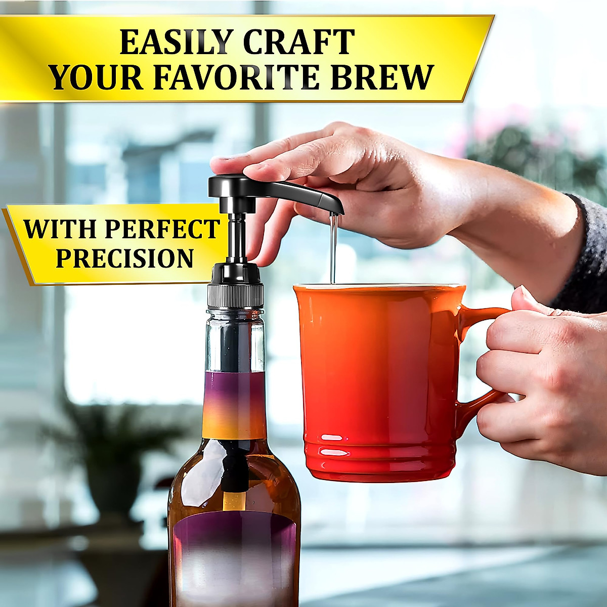 Black Pump Coffee Syrup Pumps - 4 Pcs Coffee Creamer Pump Dispenser Milk Pump for Gallon Black Cherry Juice Bottle Pumps Soda Can Pump - Ketchup Can Pump Half Gallon Pump Squirt Bottle Pump Reluen