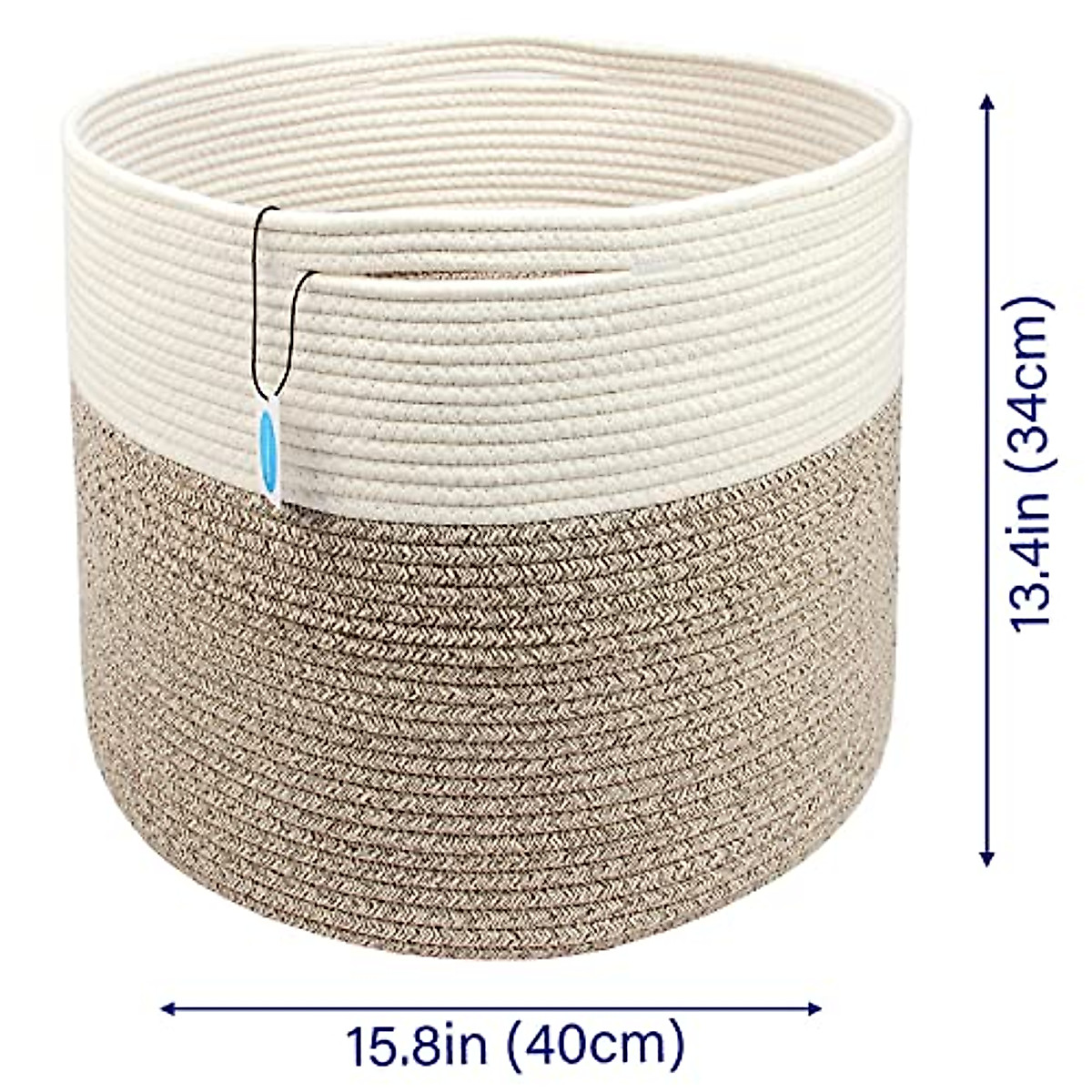 Casaphoria Large Cotton Rope Storage Baskets for Organizing with Built-in Handles,Tall Woven Laundry Hamper, Blanket Basket for Living Room, Round Woven Storage Baskets for Pillows, Towels