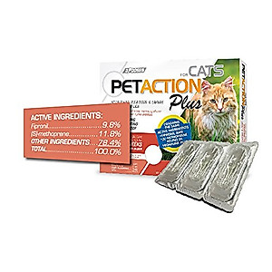 PetAction Plus Flea & Tick Treatment for Cats Over 1.5 lbs, 3 Month Supply