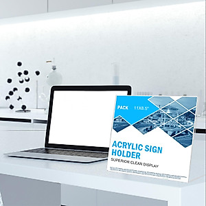COYMOS 12 Pack Acrylic Sign Holder 8.5 x 11 Horizontal Slant Back Acrylic Stands for Display Plexiglass Clear Acrylic Display Stands for Ad Frame, Picture Photo Frames, Promotions, Restaurants, Office