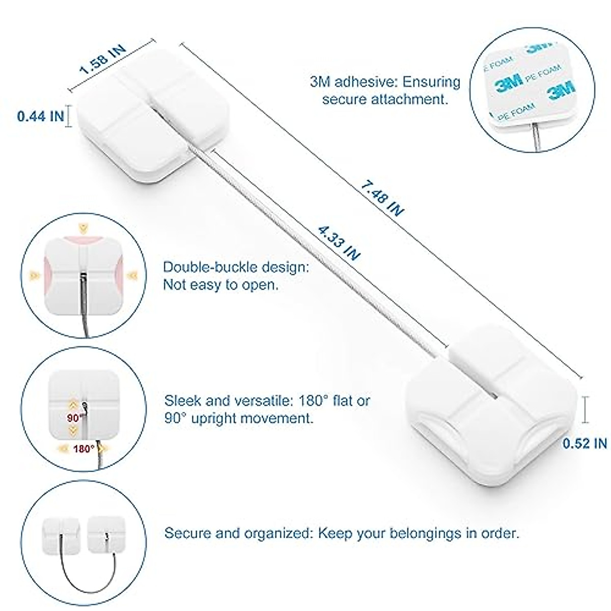 2 Pcs Child Safety Locks - Versatile Locks for Refrigerators, Cabinets, and Drawers - For Protecting Your Home