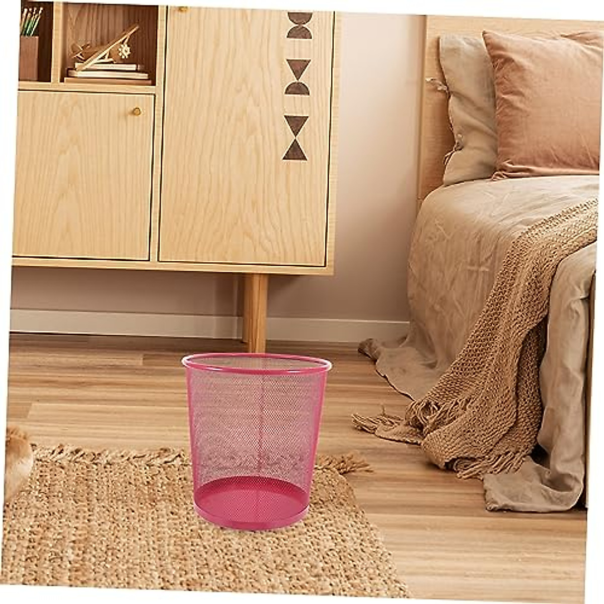 VILLCASE Small Wastebasket Small Metal Trash can Storage Box Trash can Small Trash can Office Trash bin Trash can for Bathroom no Cover Home Field Barbed Wire Storage Bins