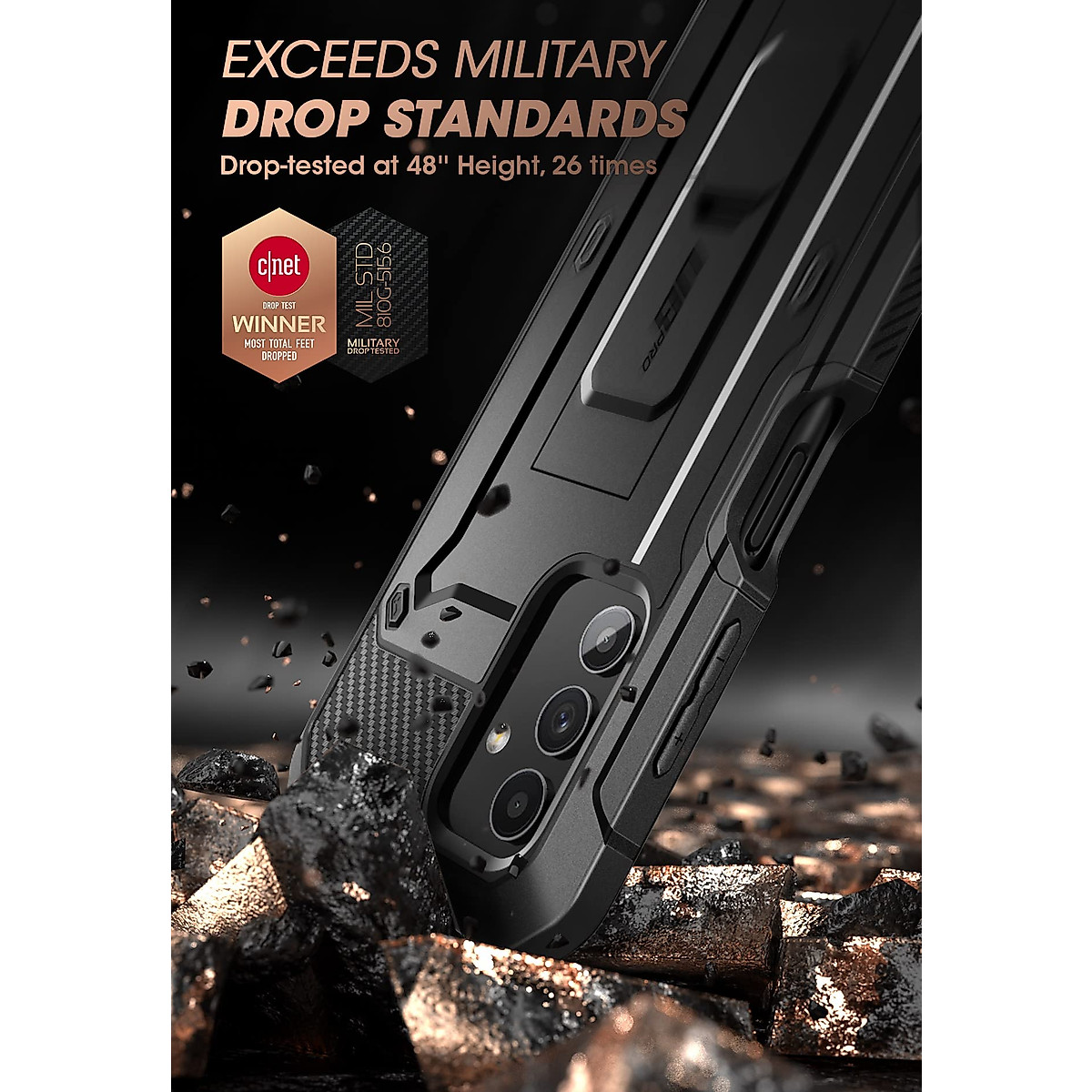 SUPCASE Unicorn Beetle Pro Full-Body Rugged Holster Case for 6.6-Inch Samsung Galaxy A13 4G/5G (2022), Black