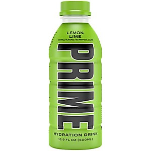Prime Hydration Drink Lemon Lime 16.9oz Bottles, 12 Units, With V2U Custom Koozie