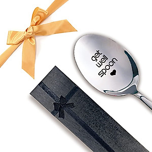 Get Well Spoon,Funny Engraved Stainless Spoon,Coffee/Tea/Ice Cream/Dessert/Cereal Spoon for Women Men，Get Well Soon Gift Idea,Recovery Gift,Encouragement Gift,Friendship Gift
