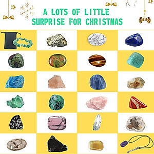 Gemstone Advent Calendar 2023, Gem Rock Advent Calendar 2023 for Kids Adults, Christmas Countdown Calendar With 24 Natural Gemstones, Including Greeting Card, Envelope, Etc
