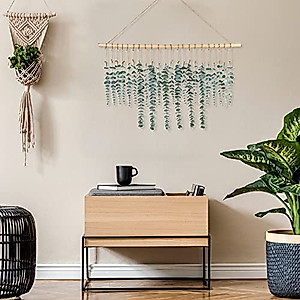 CEWOR Bathroom Decor Green Artificial Eucalyptus Wall Hanging Decor Fake Eucalyptus Leaves Greenery Farmhouse Rustic Wall Hanging for Wedding Bedroom Kitchen Nursery Party Boho Home Decor