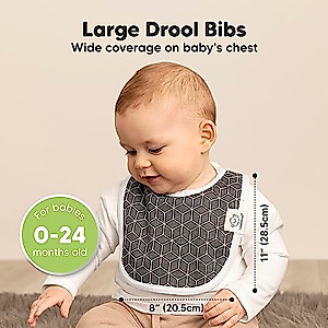 8-Pack Organic Baby Bibs for Girls & Boys - Teething Baby Bibs for Boy, Girl - Newborn Bibs for Baby Girl, Boy (Grayscale)