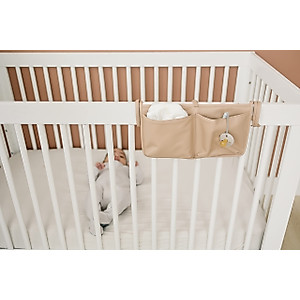 Lu & Ken Baby Nursery Crib Organizer - Vegan Leather Hanging Diaper Organizer for Crib - 13.5 x 7.5 Inch Nursery Storage Bedside Crib – Water and Stain Resistant