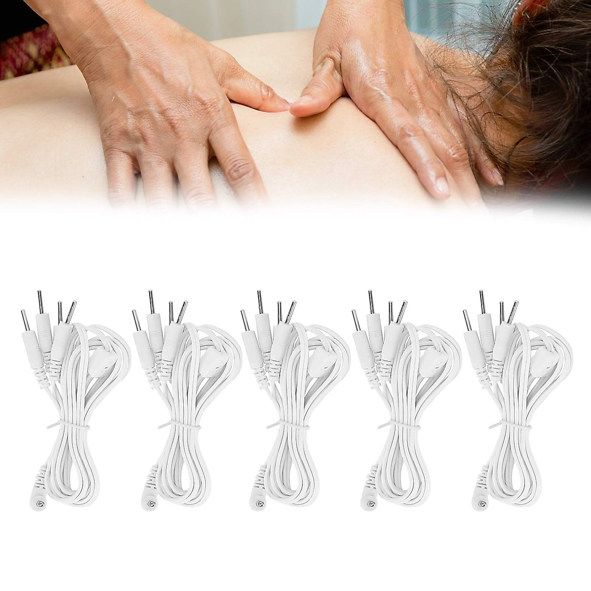 Sonew 5pcs / Bag DC 2.5mm 1.2m 4?in?1 Pin Type Electrode Lead Wires Cable, TENS Lead Wires for TENS Unit Physiotherapy Machine