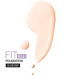 Maybelline Fit Me Dewy + Smooth Foundation Makeup, Fair Ivory, 1 Count