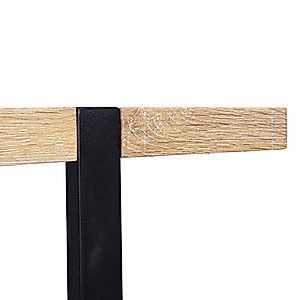 Modern Rectangular Dining Table, 31.5" x 55.1" Farmhouse Wood Kitchen Desk with Long Veneer Top and X-Shaped Steel Base, for 6 Living Room Small Spaces Dinning, Oak & Black