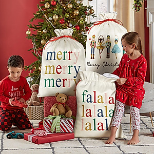 Horaldaily 3PCS Christmas Gift Bag Christmas Sacks for Presents 16x20 Inch,Merry Christmas Falala Stocking Storage Sack Present Xmas Gift Bags Party Favors Bags
