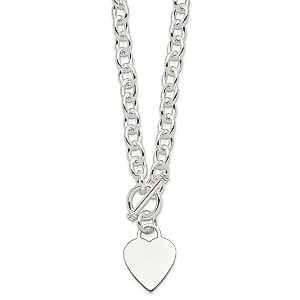 IceCarats 925 Sterling Silver Engraveable Heart Love Link Chain Necklace Toggle Clasp