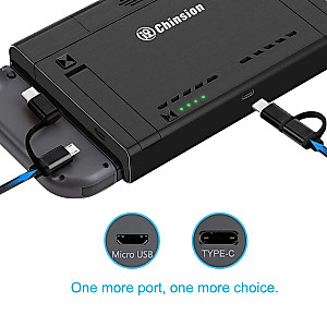 ID CHINSION 10000mAh Battery Pack for Nintendo Switch & OLED, Portable Pop-Up Backup Extended Battery Charger Case for Switch Games and Accessories, Black