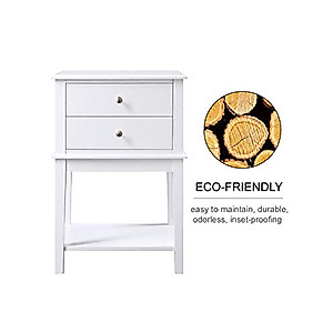WOODEEM White Nightstand with Drawers Tall 28", Modern Large End Table Living Room, Wooden Bed Side Tables for Bedrooms