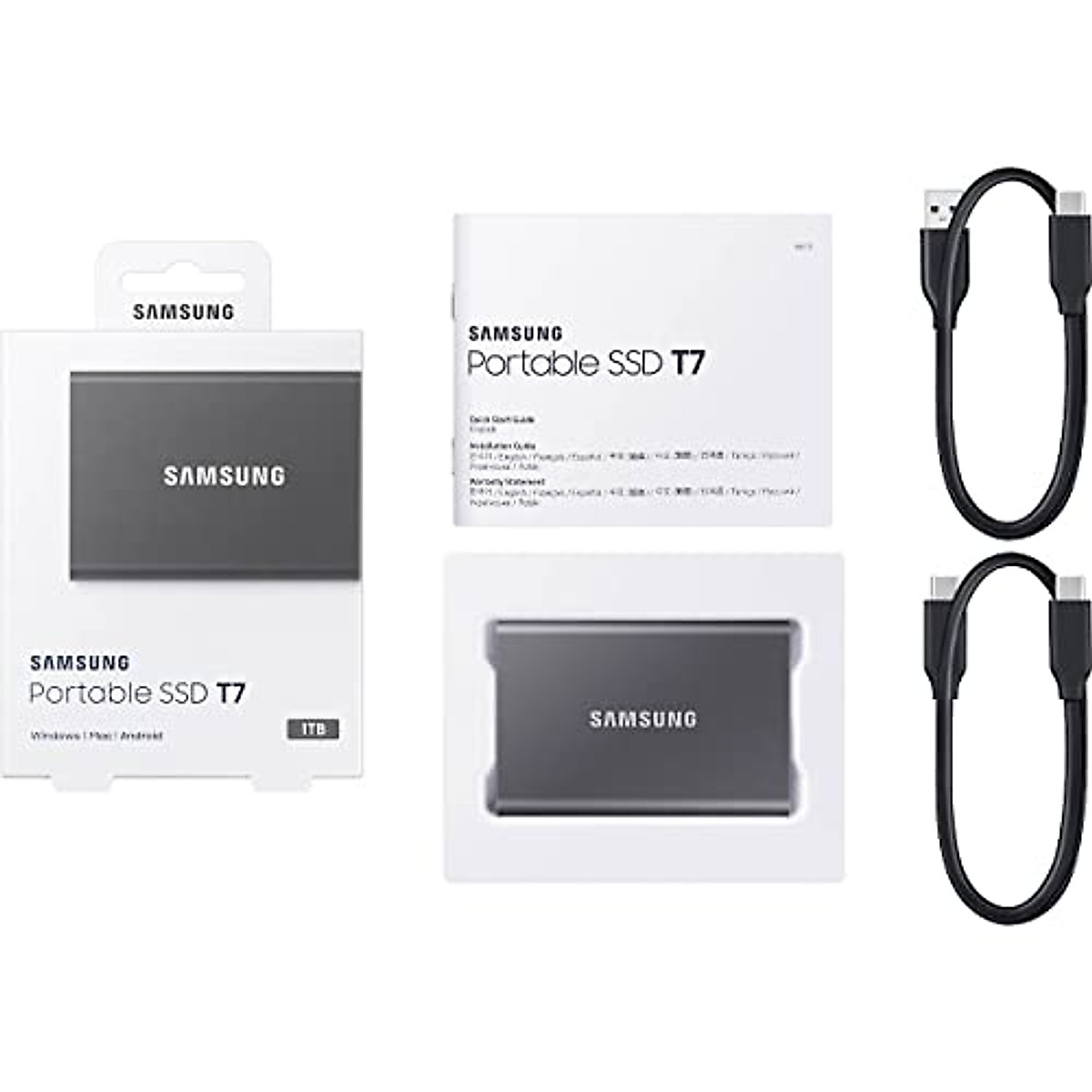 Samsung T7 Portable SSD - 1 TB - USB 3.2 Gen.2 Externe SSD Titan Gray (MU-PC1T0T/WW)