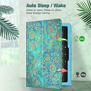 Fintie Folio Case for Amazon Fire HD 8 & Fire HD 8 Plus Tablet (12th/10th Generation, 2022/2020 Release) - [Flex Stand] Premium Vegan Leather Multi-Angle Folio Cover Auto Sleep Wake, Shades of Blue