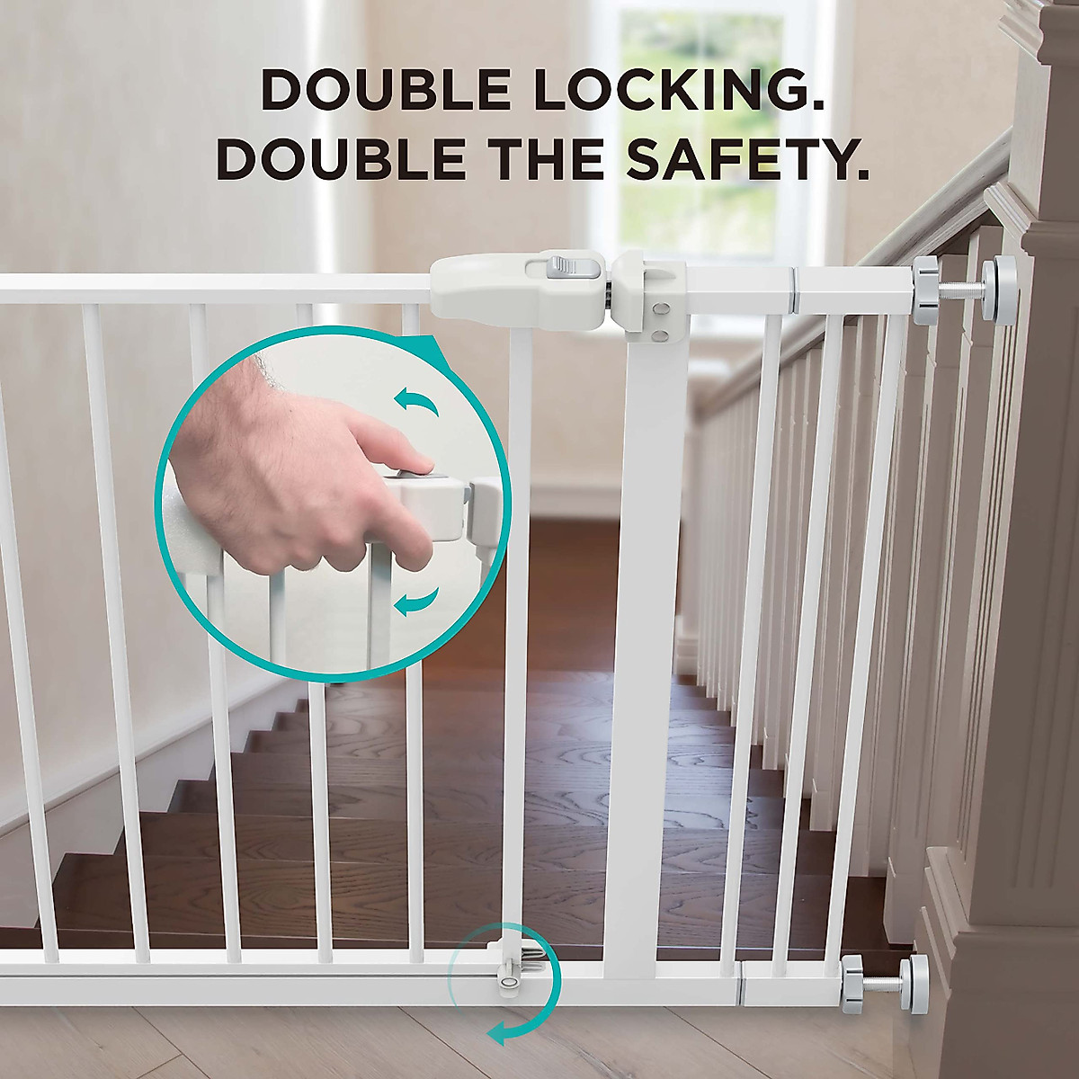 Ciays 29.1"-39.4", 30-in Height Baby Gate Extra Wide Puppy gate for doorways Easy Walk-Thru Auto-Close Safety Doggie gate for Indoors Adjustable with 2.8/5.5 Inch Extension kit, Bonus Kits, White