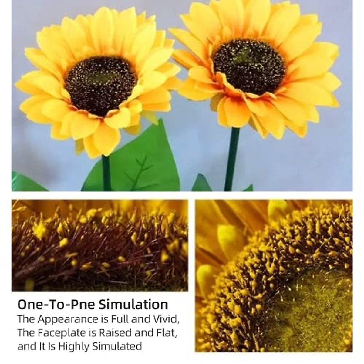 QFC Sunflower Solar Lights Outdoor Garden Decorations, Upgraded 2 PCS Solar Garden Lights for Yard Decor, Waterproof LED Sunflowers Artificial Flowers Lights for Lawn, Patio, Porch, Backyard (2PCS)